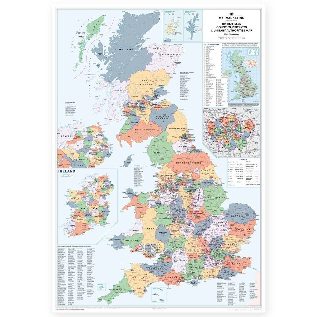 Counties UK Wall Map (Laminated) – Map Marketing