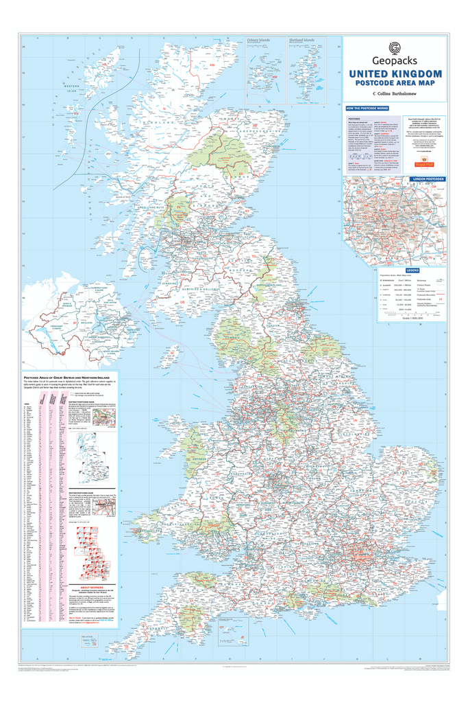 UK Postcode Wall Map of Great Britain & NI | Map Marketing