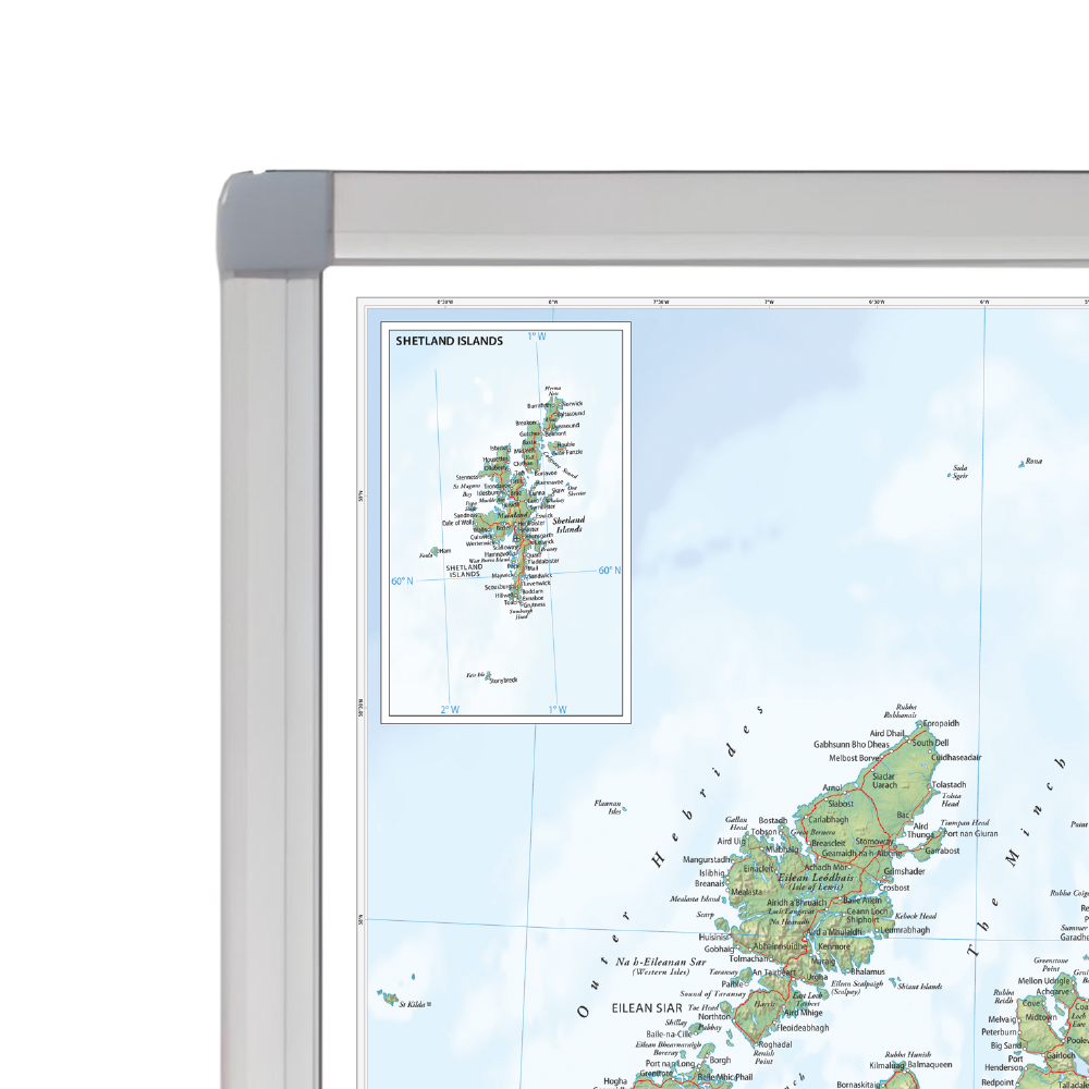 Physical Map of Scotland Wall Map – Map Marketing