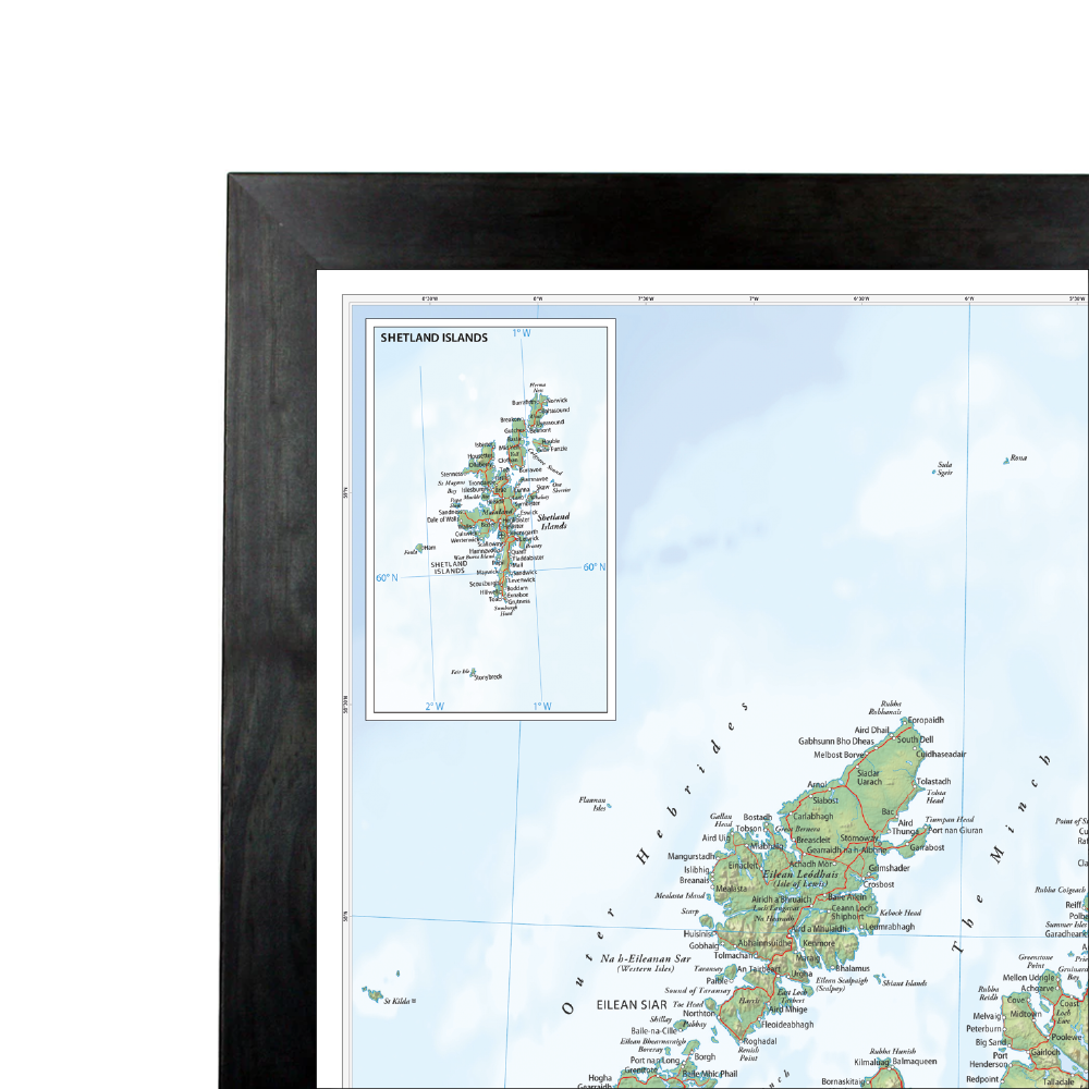 Physical Map of Scotland Wall Map – Map Marketing