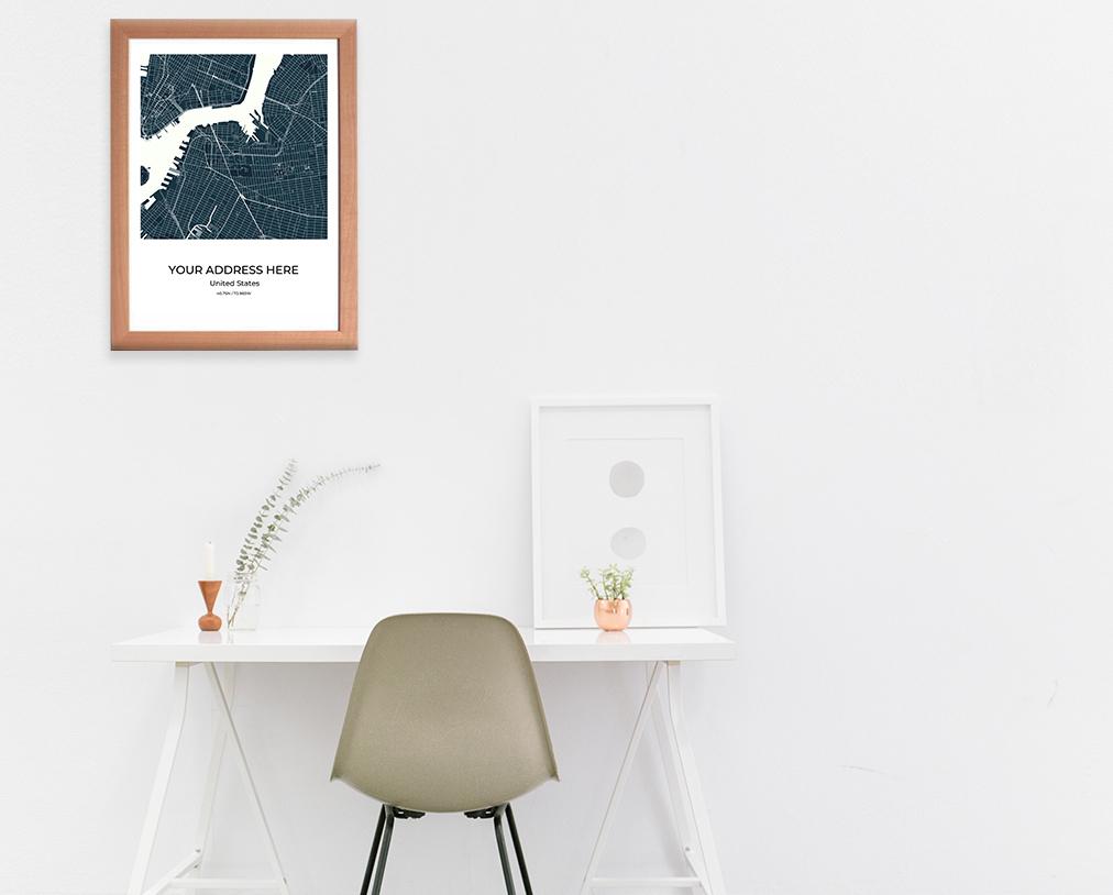 Exeter City Map Wall Art Poster with Wooden Frame – Map Marketing