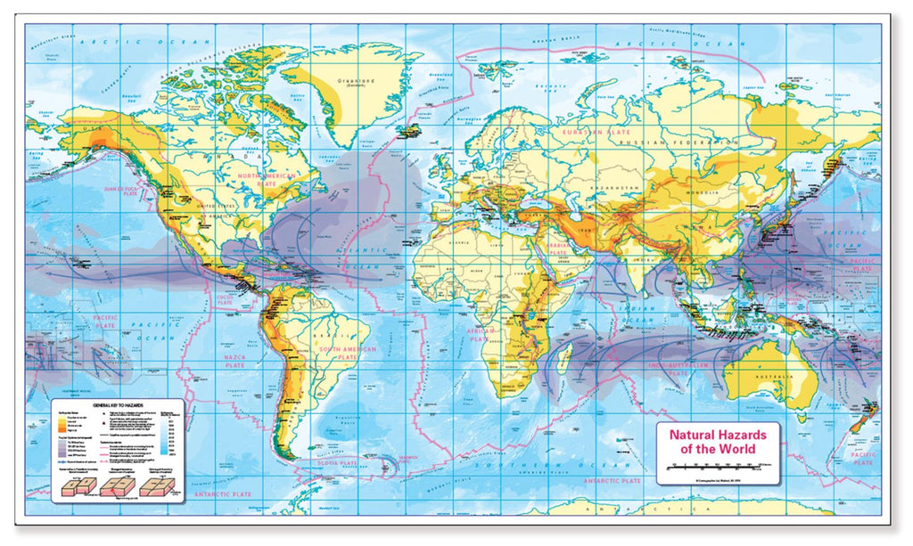Natural Hazards of the World Map - Colour Blind Friendly – Map Marketing
