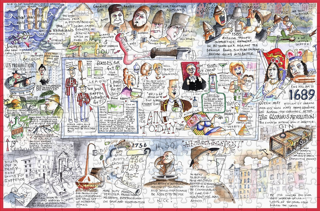 Gin - Tim Bulmer - 300 Piece Wooden Jigsaw Puzzle – Map Marketing