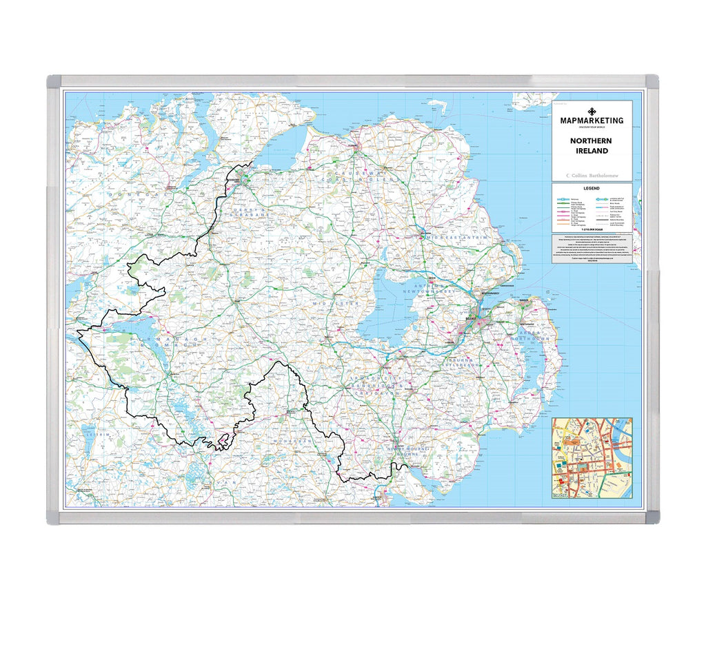Northern Ireland Road Map - Wall Map of Northern Ireland – Map Marketing