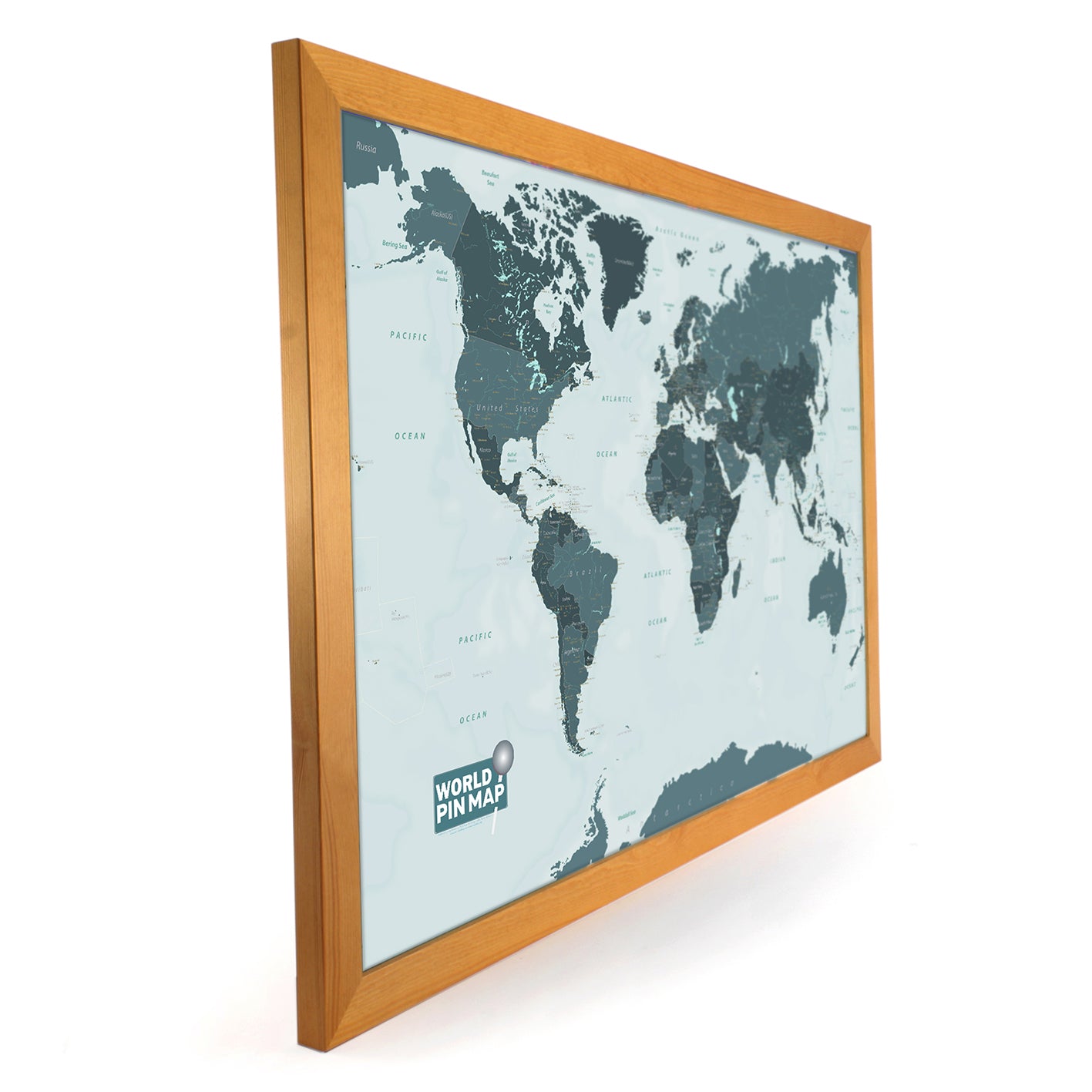 World Map Pinboard | Framed Map Pinboard – Map Marketing