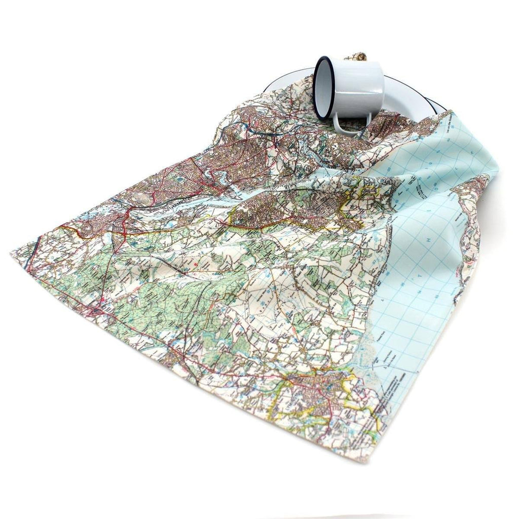 Personalised Cotton Map Tea Towel with your Address at the centre – Map ...