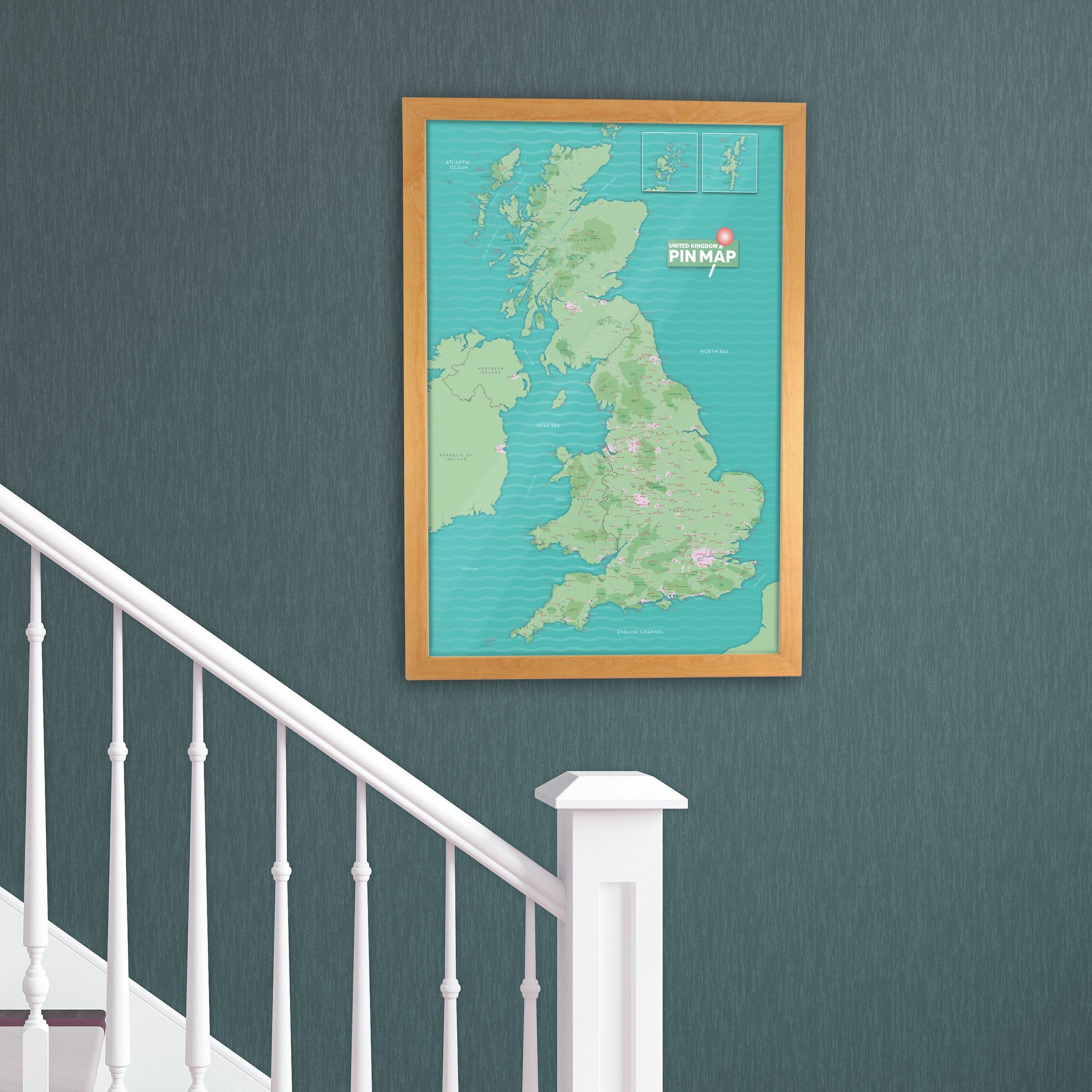 UK Map Pinboard is a framed map of the UK including Northern Ireland ...