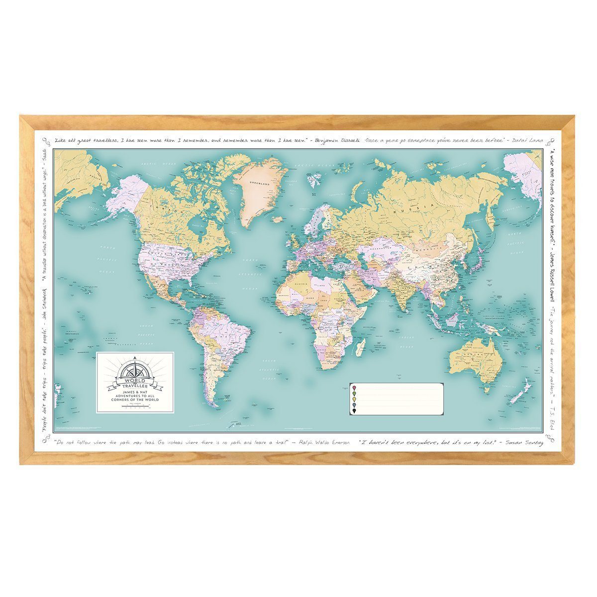 Personalised World Traveller Map, personalised framed world map – Map ...