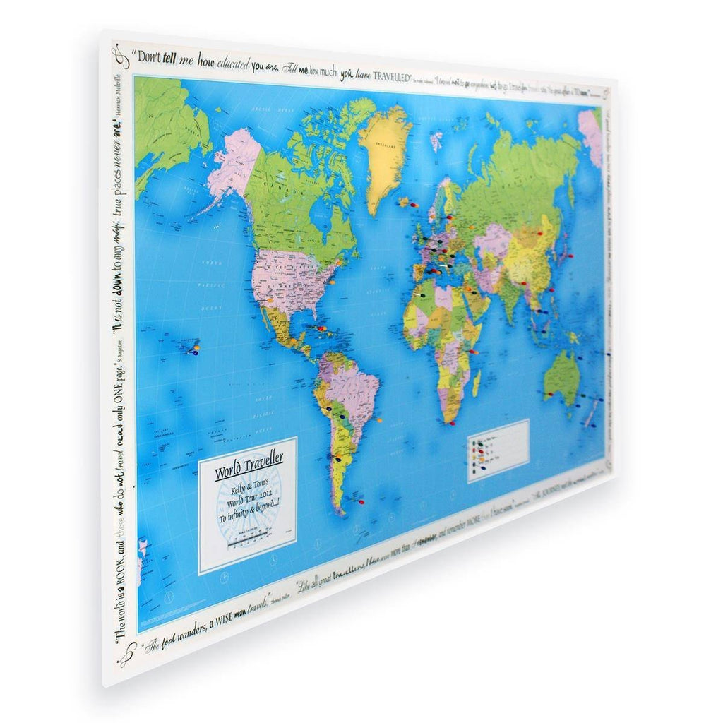 Personalised World Traveller Map, personalised framed world map – Map ...