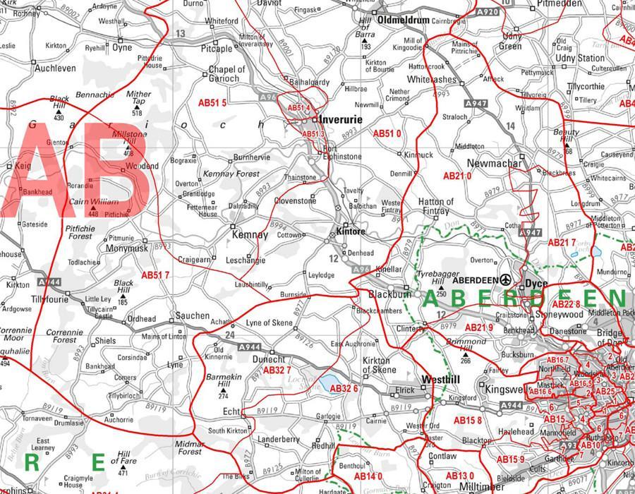 Aberdeenshire Postcode Wall Map - Sector Map 32 – Map Marketing