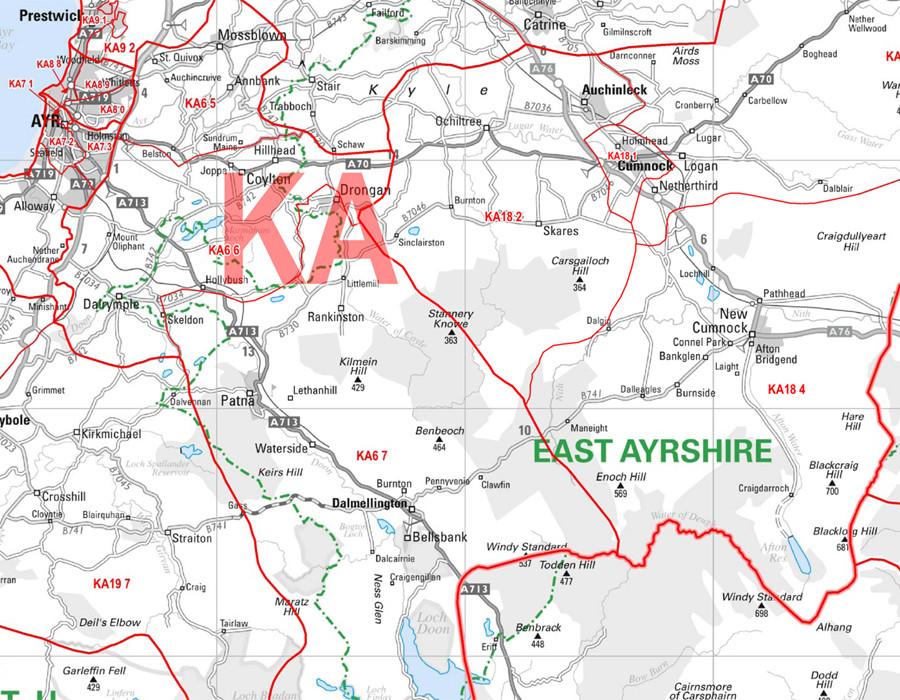 Dumfries and South Ayrshire Postcode Wall Map - Sector Map 23 – Map ...