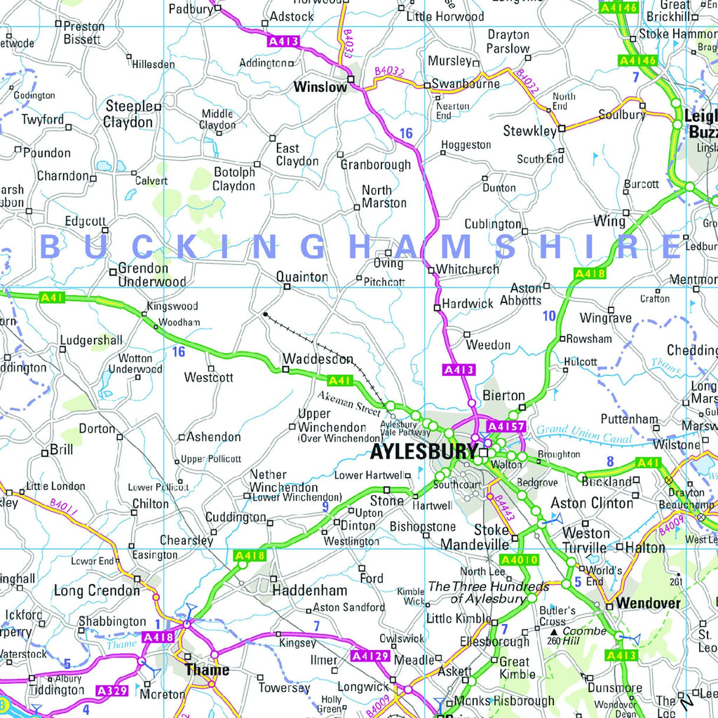 East Midlands & East Anglia including London - Regional Road Wall Map ...