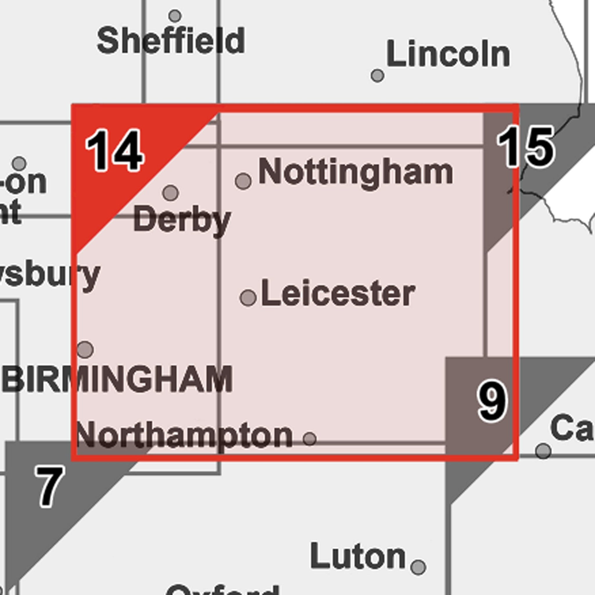 East Midlands Postcode Wall Map - Sector Map 14 – Map Marketing
