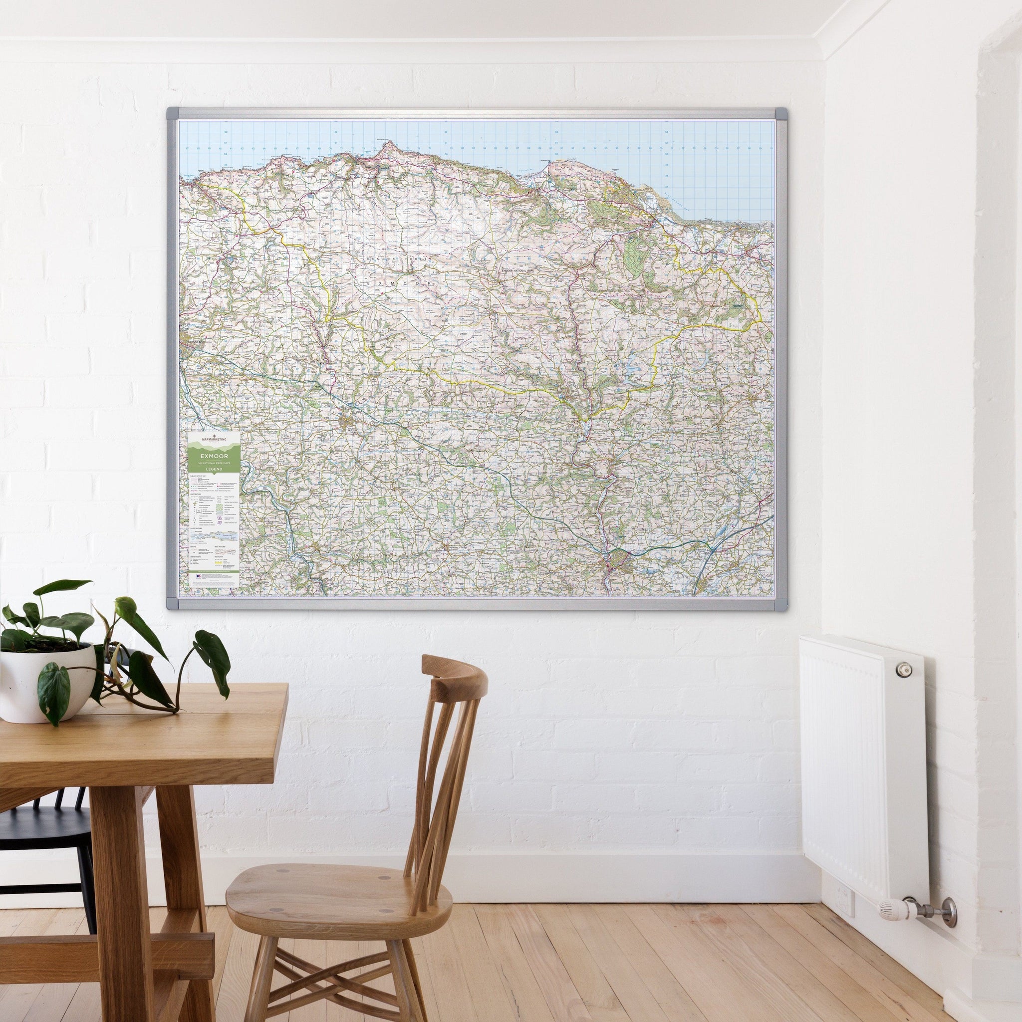 Exmoor National Park Wall Map | Tiverton, Minehead, Dulverton, Lynton ...