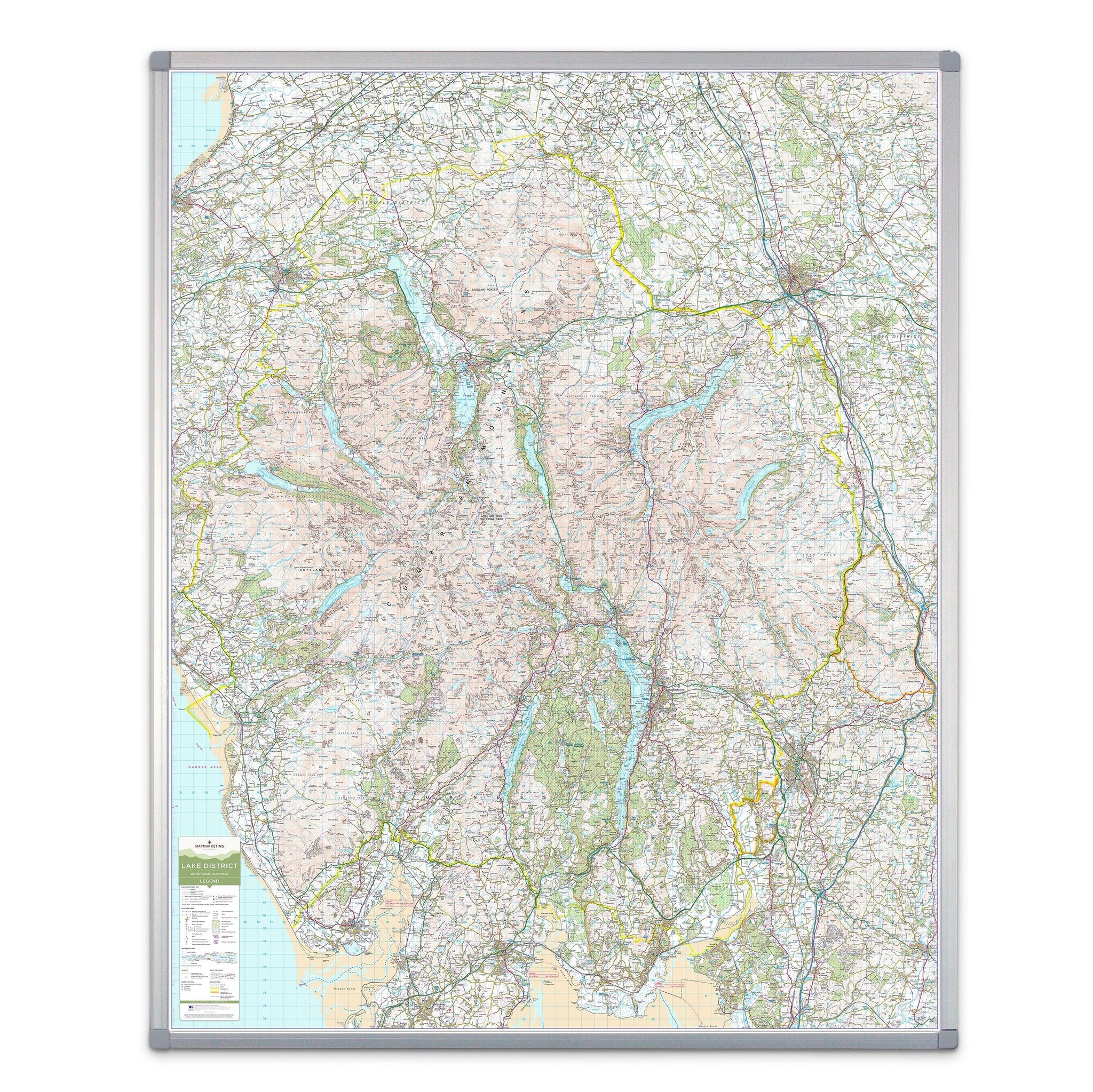 Lake District National Park Wall Map | Kendal, Windermere, Cockermouth ...
