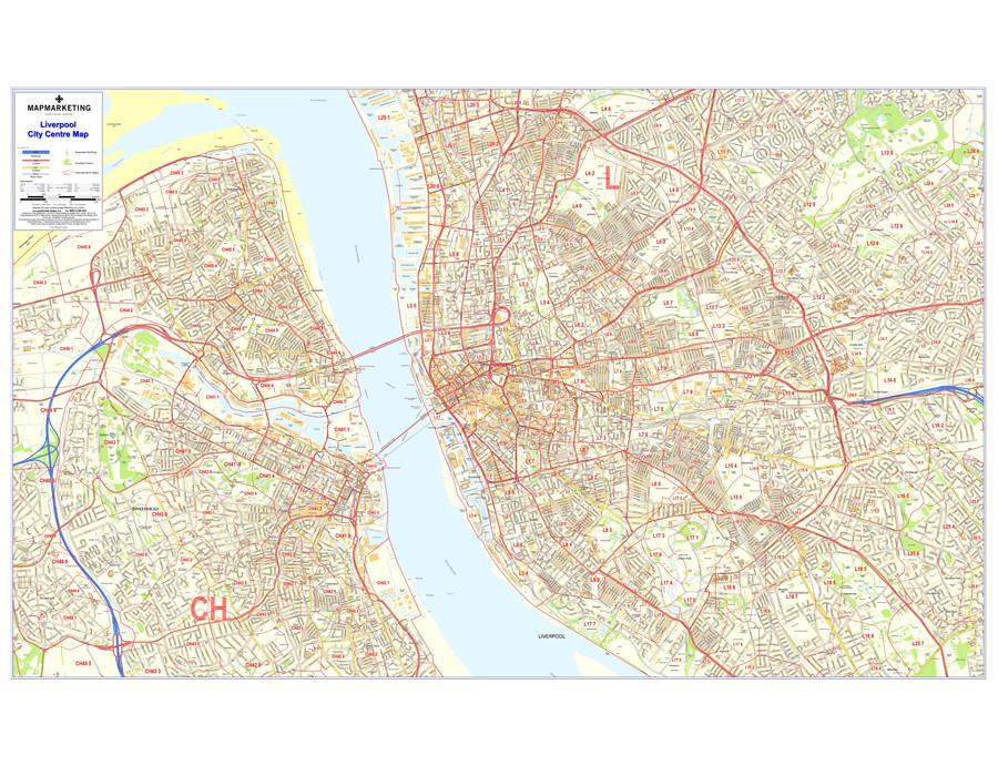 Liverpool Postcode Wall Map - City Sector Map 7 – Map Marketing