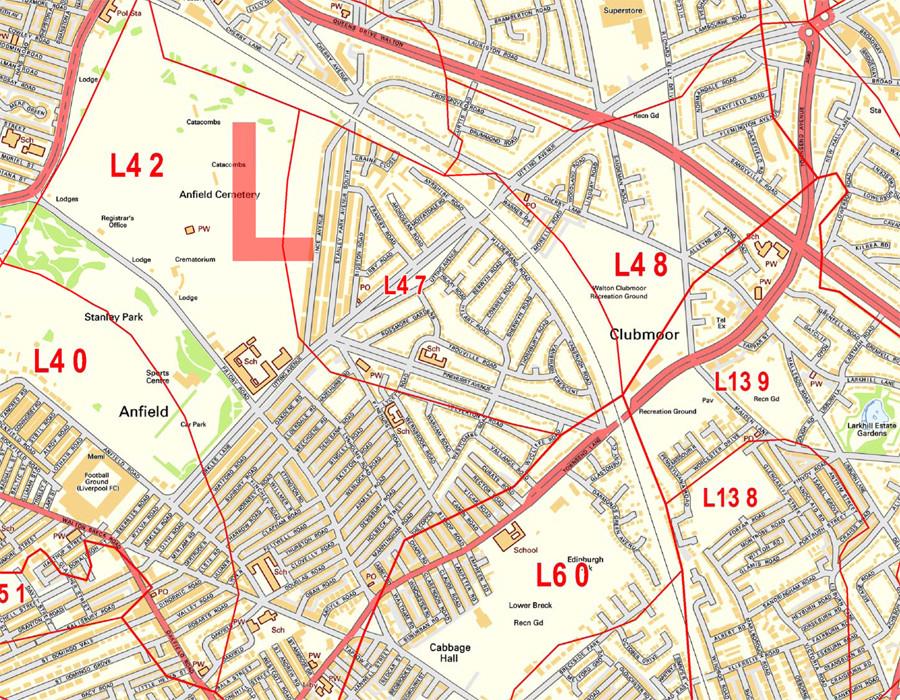 Liverpool Postcode Wall Map - City Sector Map 7 – Map Marketing