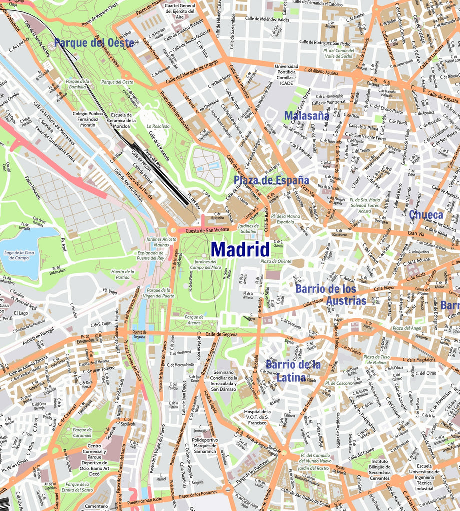 Madrid City Map - Laminated Wall Map of Madrid, Spain – Map Marketing