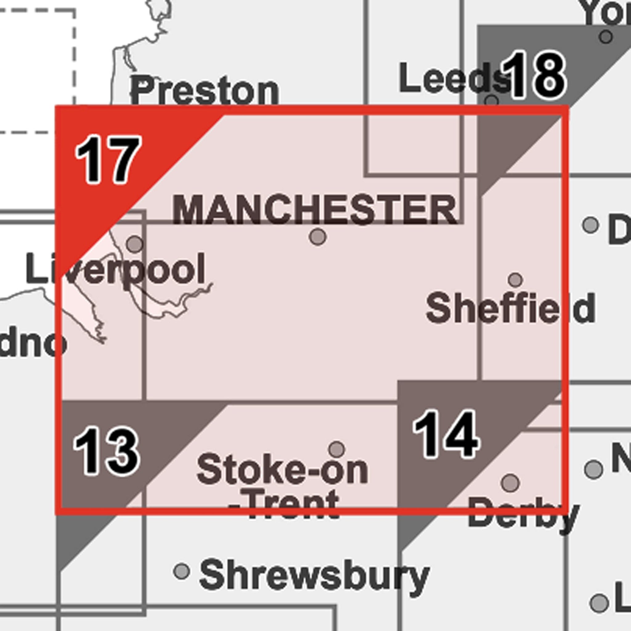 Manchester and Merseyside (Liverpool) Postcode Wall Map - Sector Map 1 ...