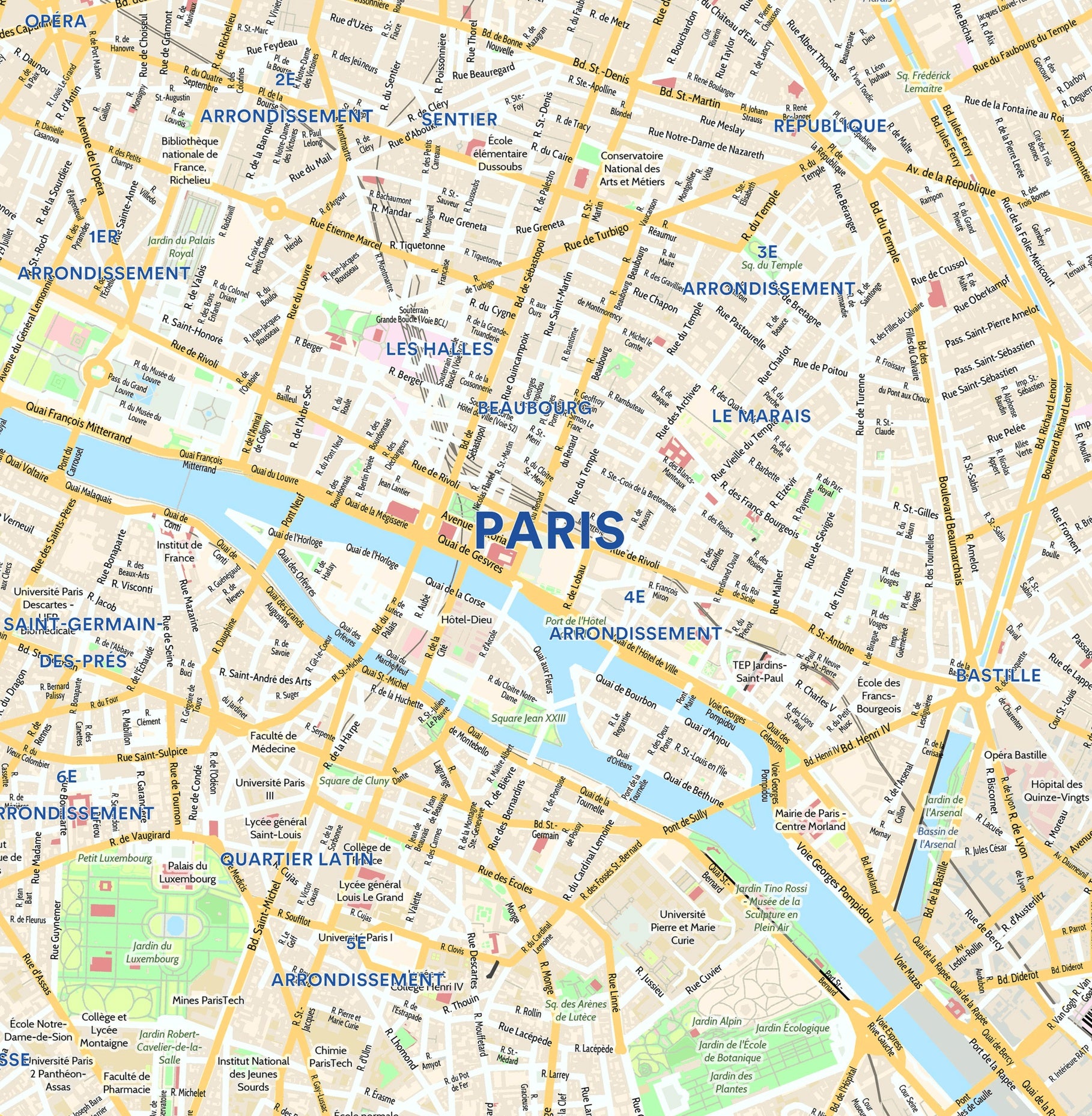 Paris City Map - Laminated Wall Map of Paris, France – Map Marketing