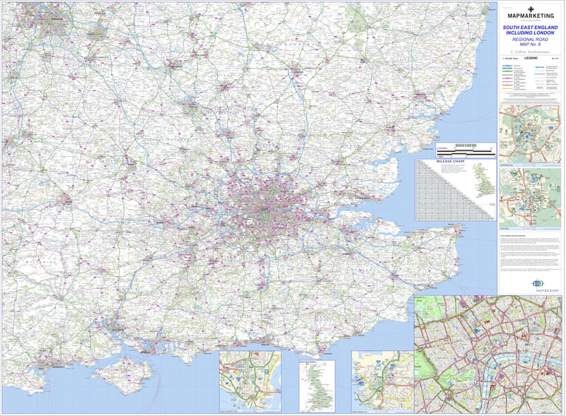 South East England Road Map | London, Cambridge, Oxford, Portsmouth ...