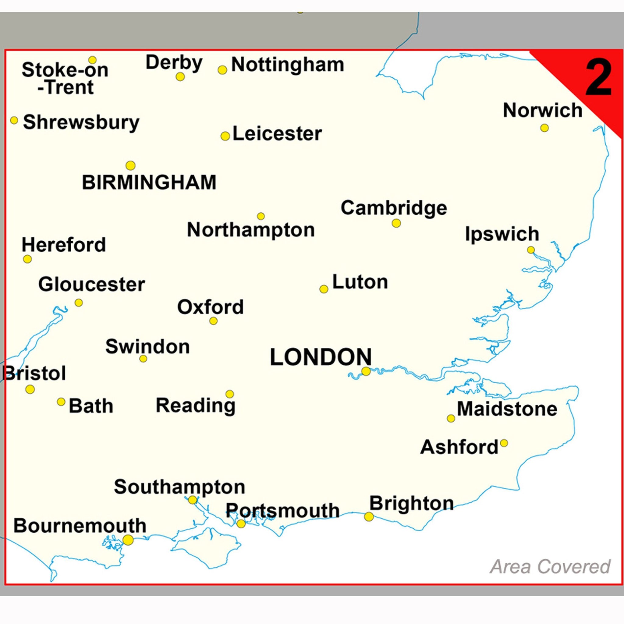 Southeast England & Midlands Postcode Wall Map, Birmingham Bristol ...